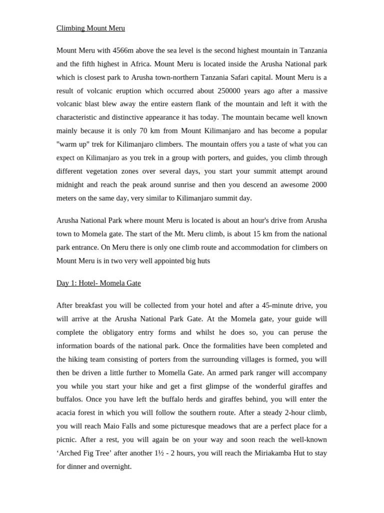 4 Days Mount Meru Climbing | PDF | Mountaineering | Mountains