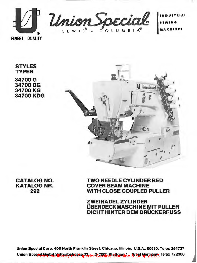 Union Special 34700G, DG, KG and KDG | PDF