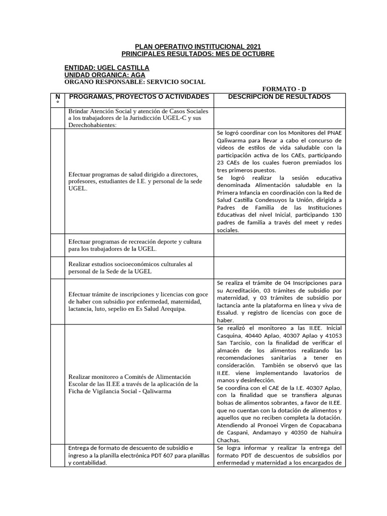 Plan Poi 2021 Patty Octubre | PDF