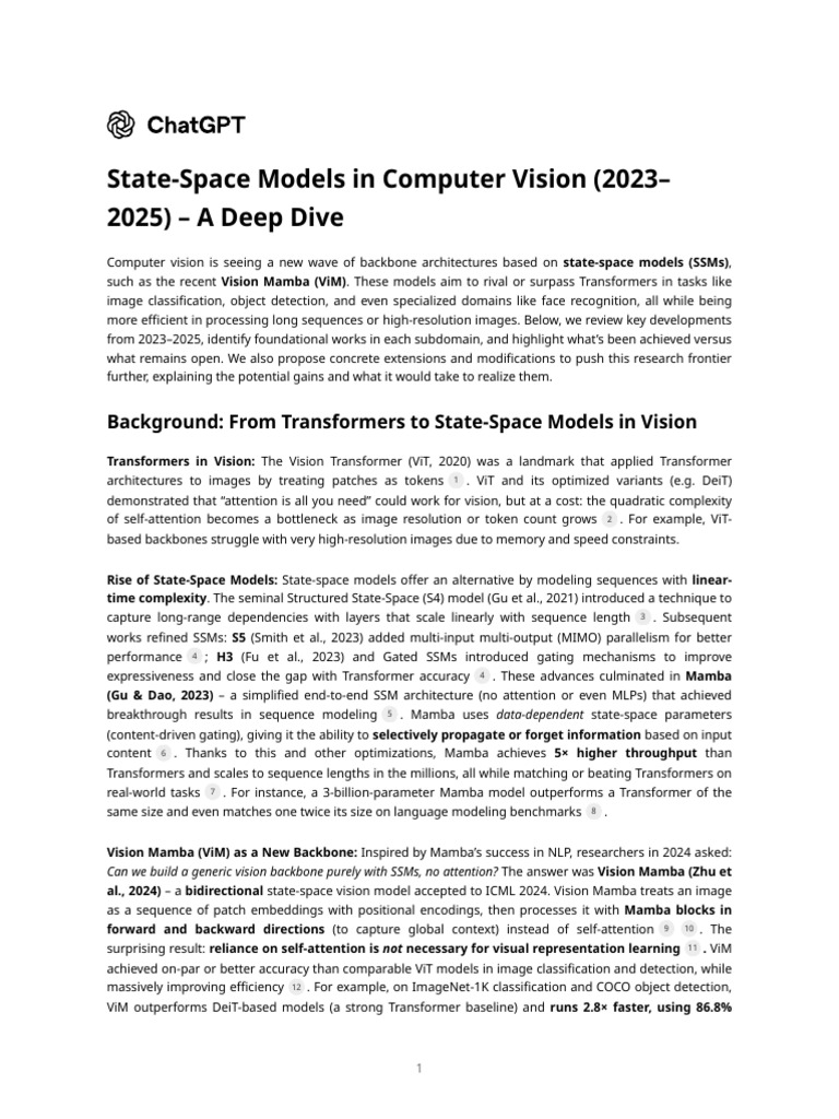 State-Space Models in Computer Vision (2023-2025) - A Deep Dive | PDF | Computer Vision ...