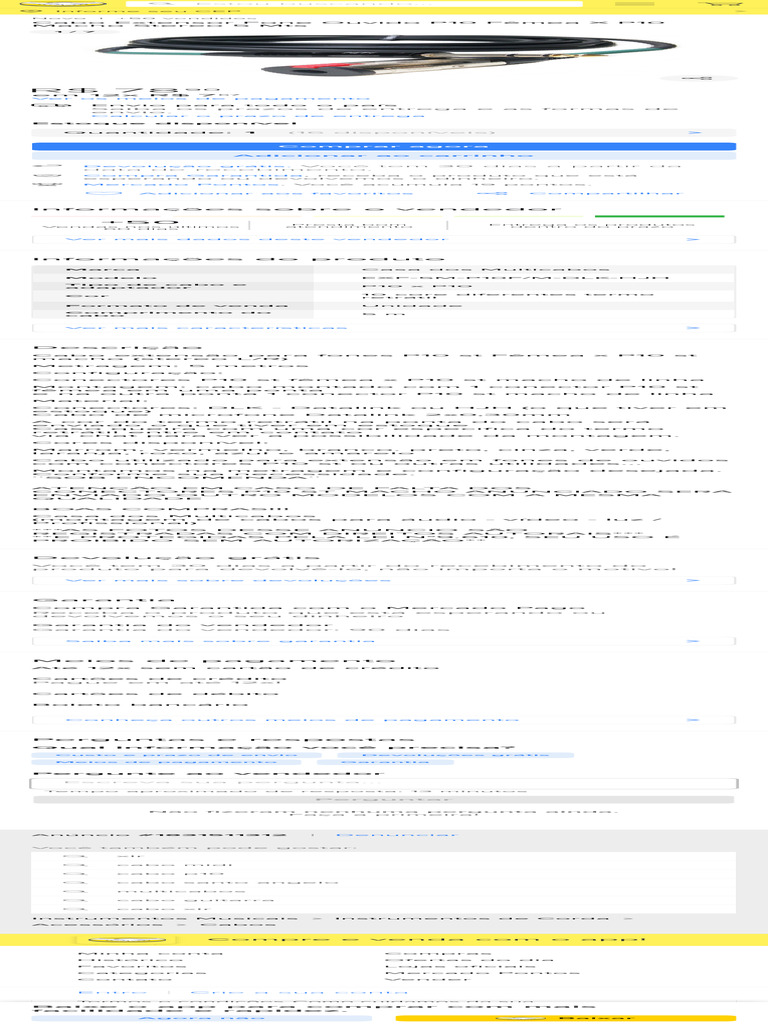 Cabo Extensor Fone Ouvido P10 Fêmea X P10 Macho Stereo 5 Mts MercadoLivre | PDF | Conector elétrico