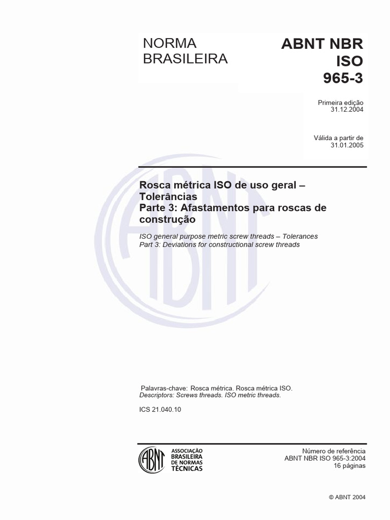 Abnt NBR Iso 965 3 2004 | PDF