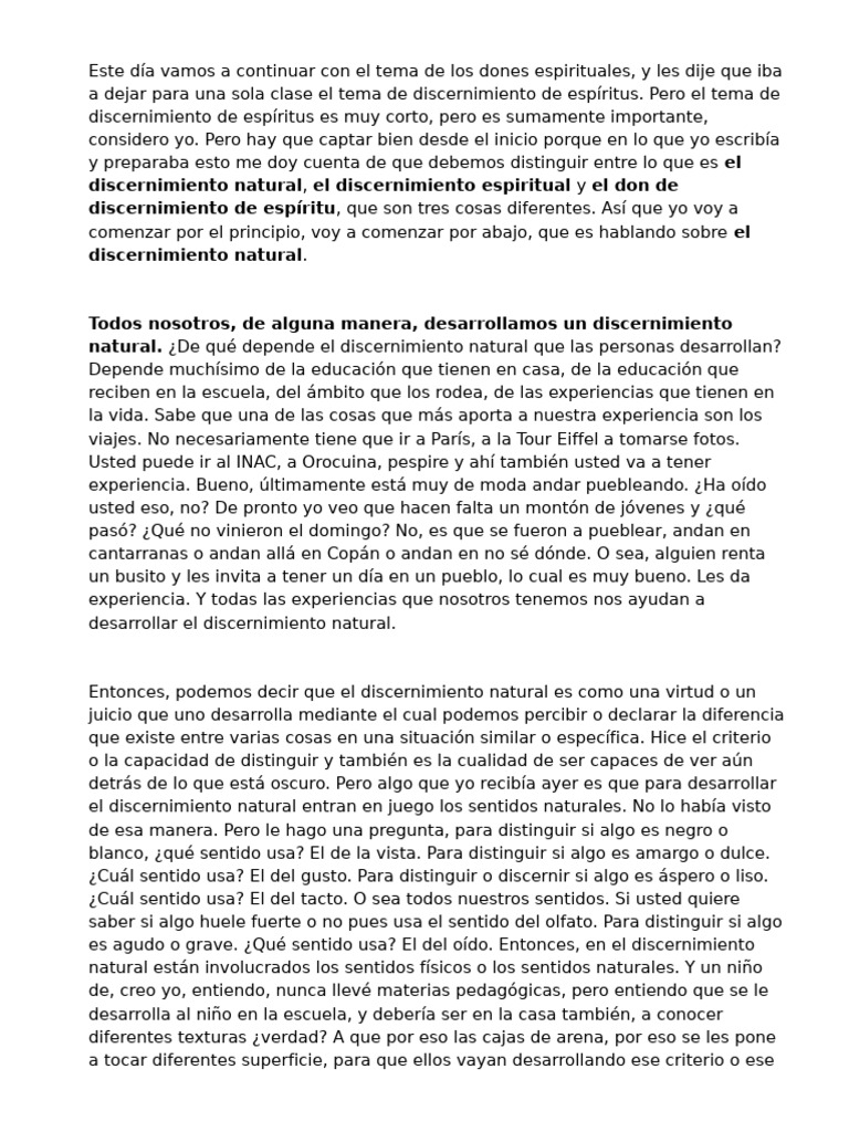 Este Día Vamos A Continuar Con El Tema de Los Dones Espirituales | PDF ...