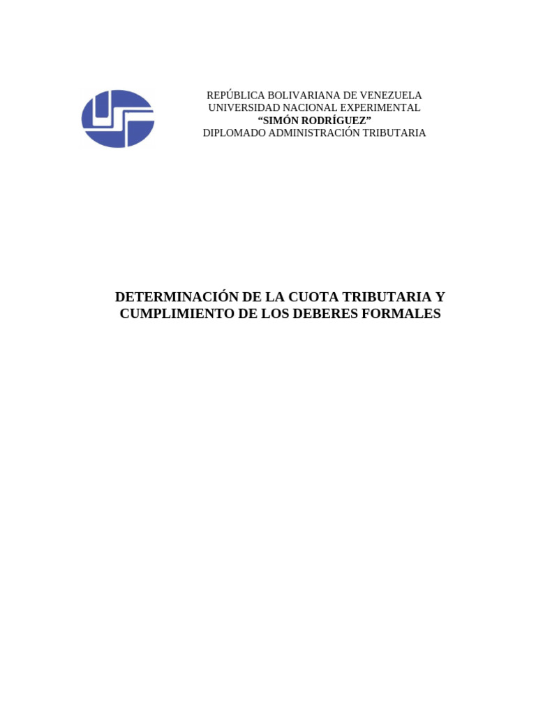 Determinacion de La Cuota Tributaria | PDF | Impuestos | Impuesto al ...