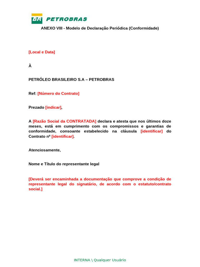Anexo VIII - Decl. Conformidade | PDF