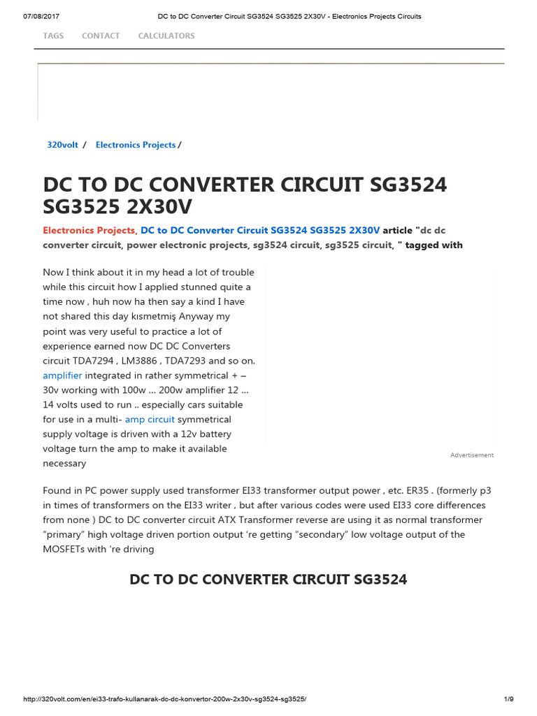 DC To DC Converter Circuit SG3524 SG3525 2X30V - Electronics Projects Circuits | PDF | Direct ...