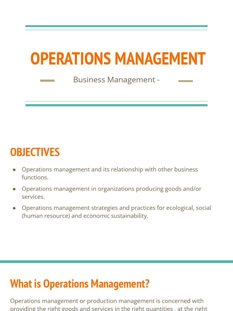 Operations Management | PDF | Sustainability | Ecology