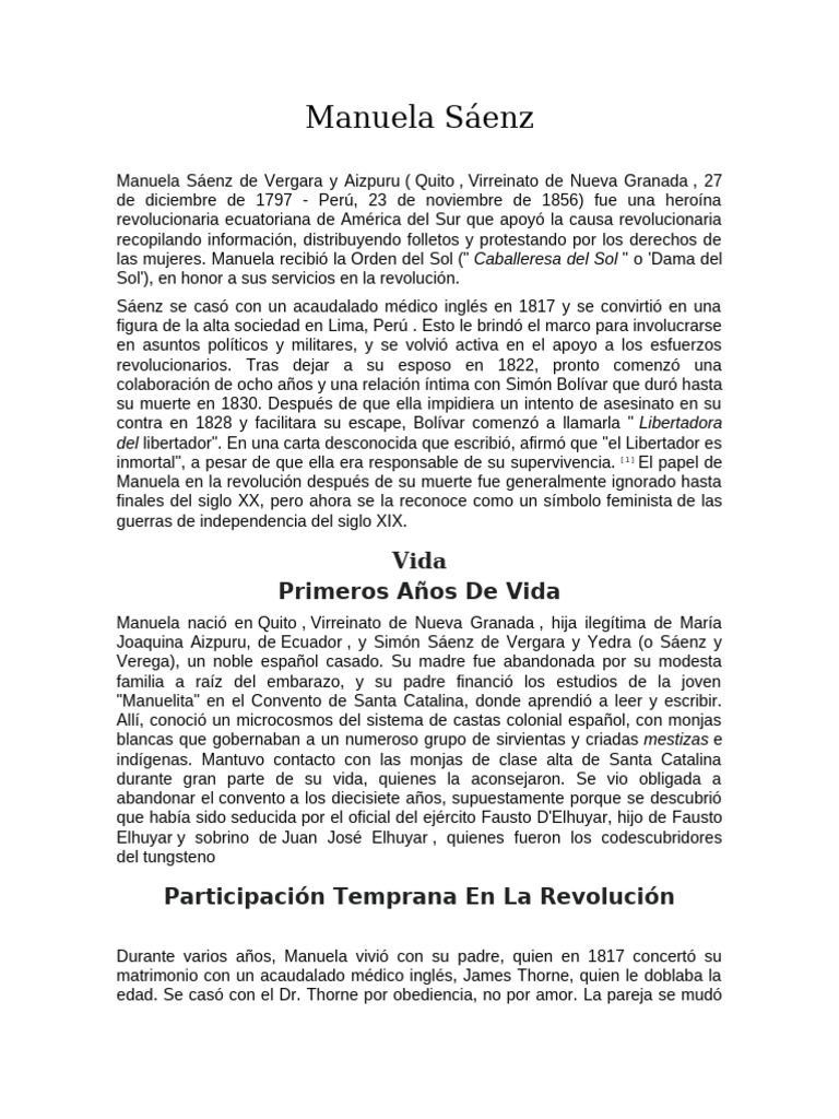 Manuela Sáenz | PDF