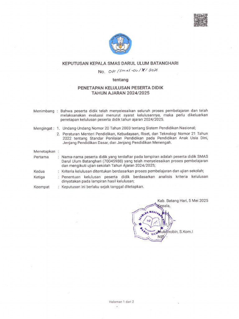 SKL Kelas 12 Smas Du BTH | PDF