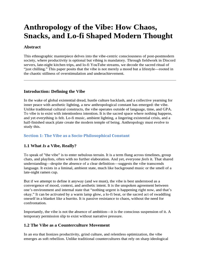 Anthropology of The Vibe | PDF