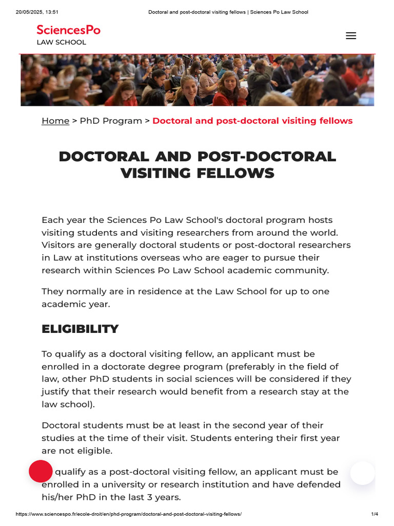 Doctoral and Post-doctoral Visiting Fellows _ Sciences Po Law School | PDF | Doctorate | Doctor ...