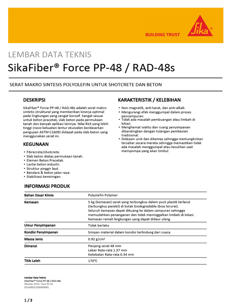 Sikafiber Force PP 48rad 48s | PDF