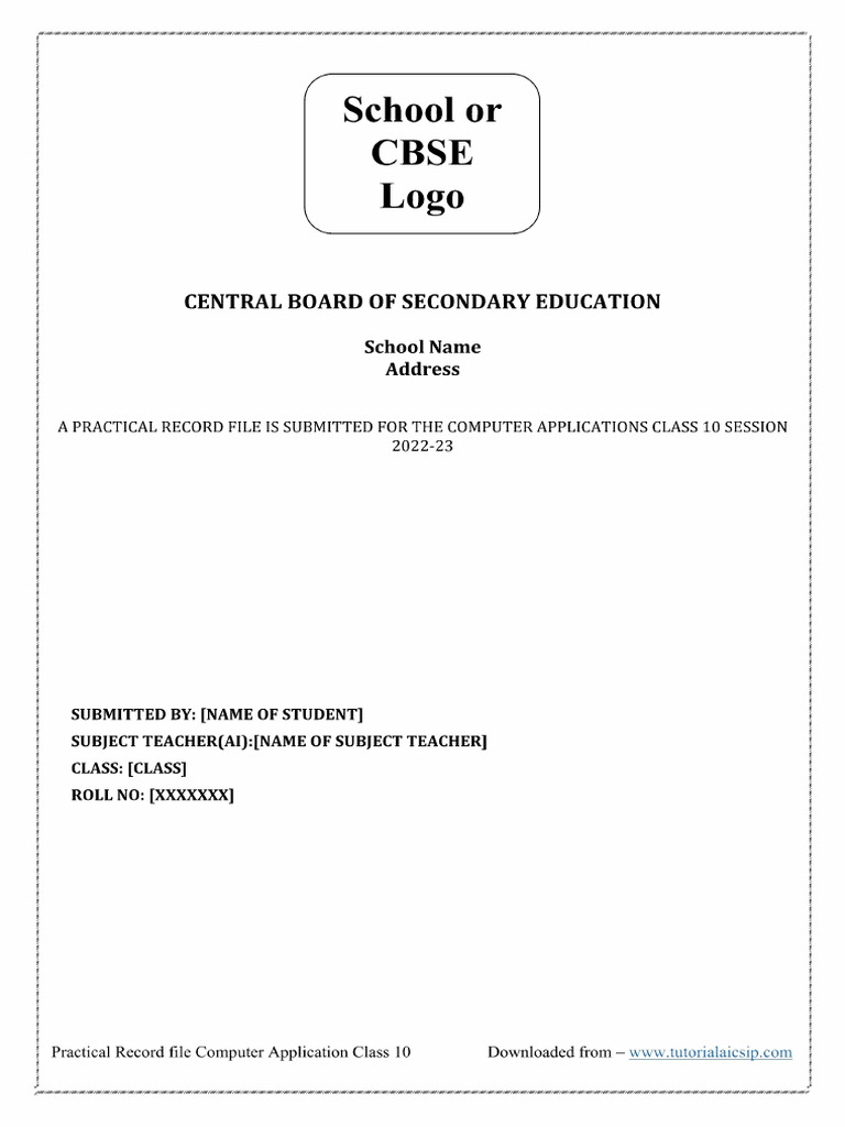 Practical File Computer Applications Class 10 For 2022-23-Processed | PDF