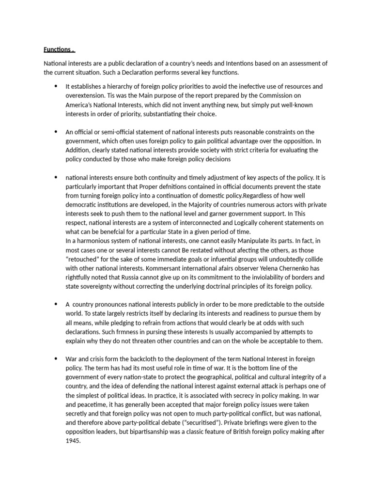 Functions and Limitations of National Interest | PDF | Infrastructure ...