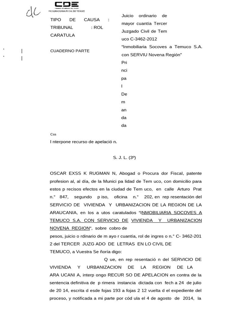 Apelación Sentencia Definitiva | PDF