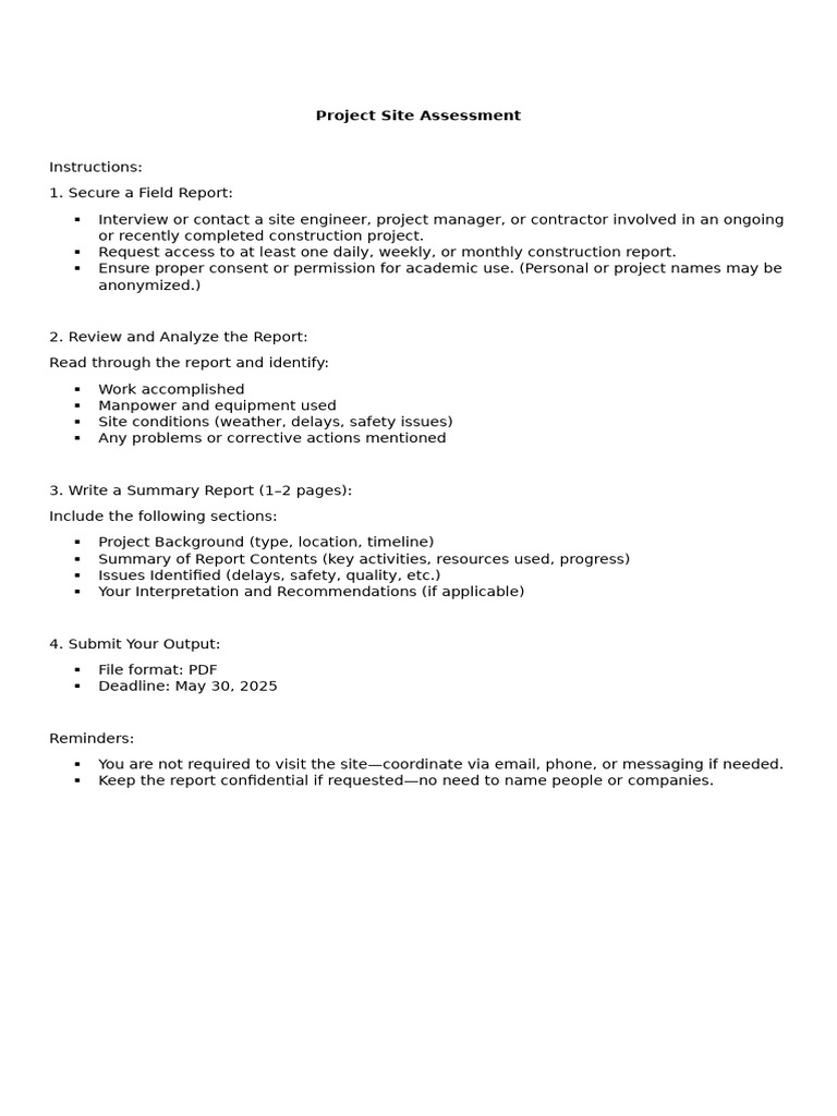 Construction Project Site Assessment Guide | PDF