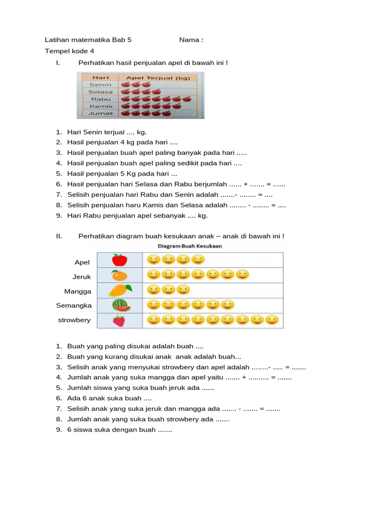 Latihan Matematika Bab 6 Diagram 2425 | PDF