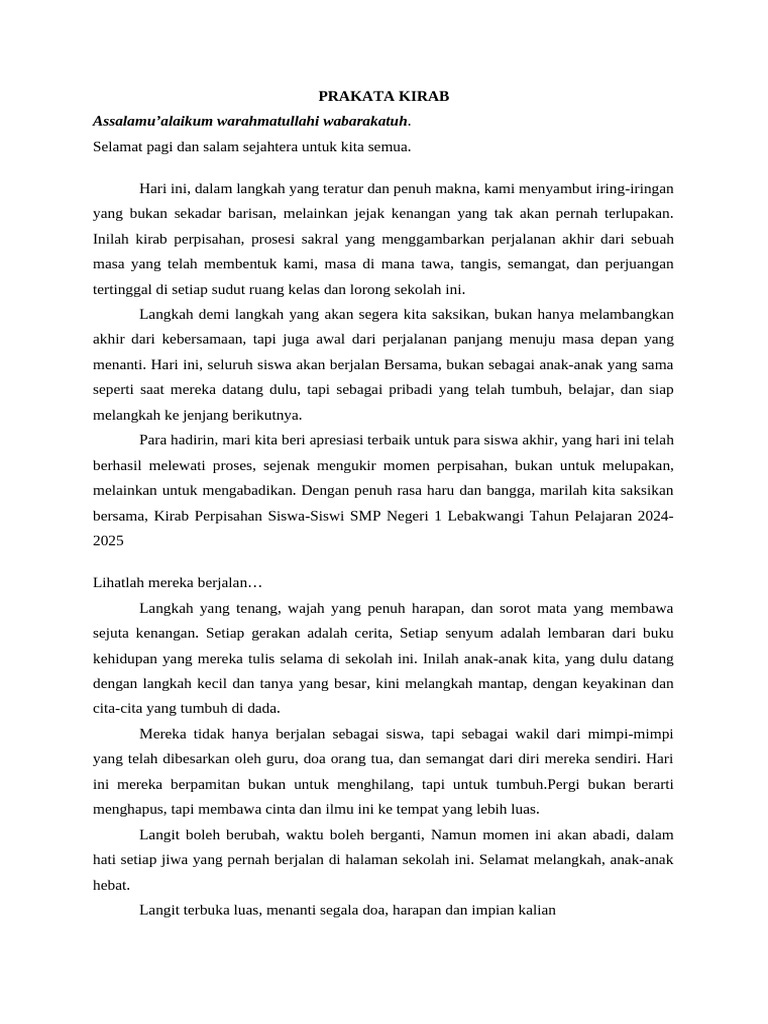 Prakata Kirab Perpisahan Sekolah | PDF