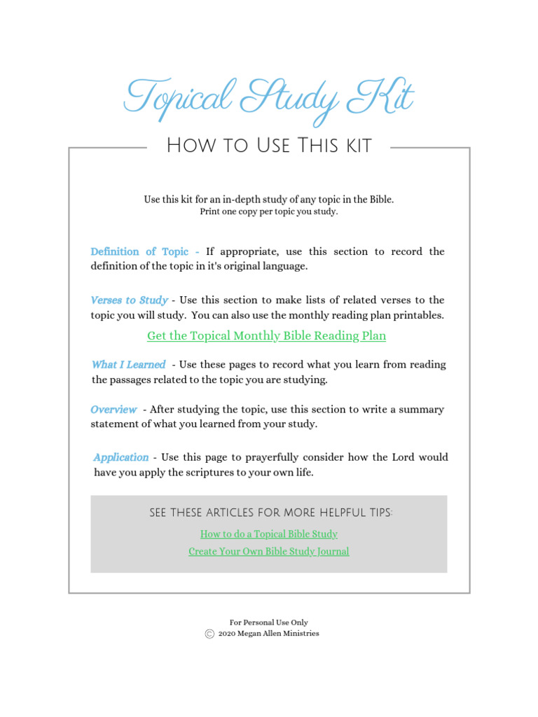 Topical Study Kit | PDF