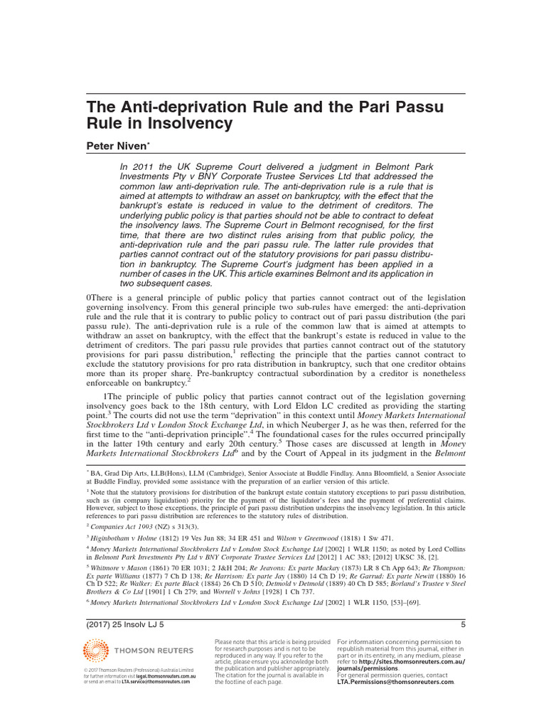Peter-Niven Insolv LJ v25 Pt1 3 | PDF | Bankruptcy | United Kingdom ...
