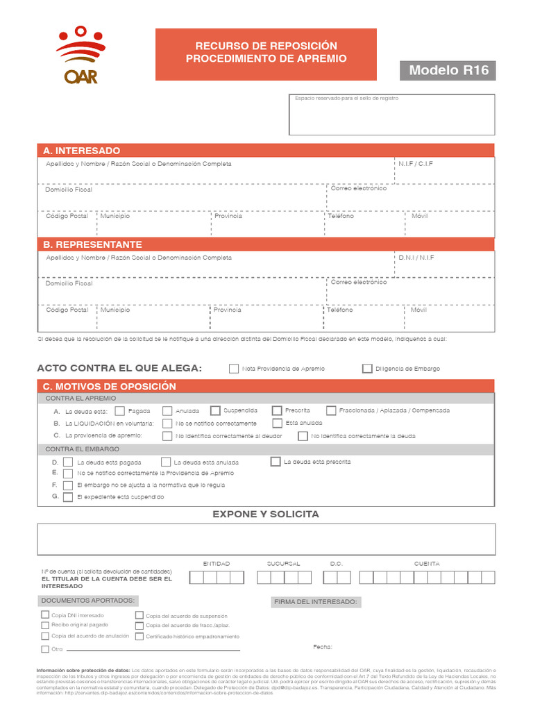 Formulario Recurso Reposicion | PDF | Deuda