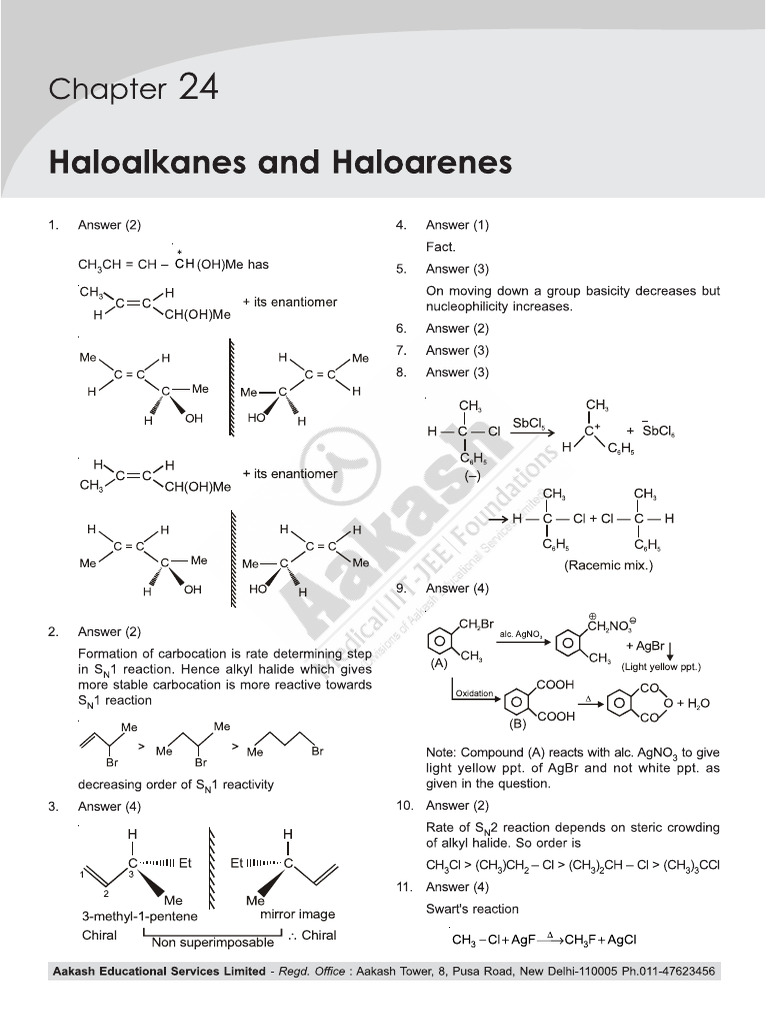 C Sol Ch-24 Haloalkanes and Haloarenes | PDF