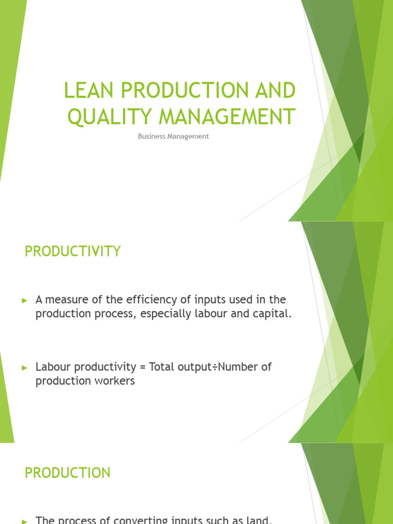 Lean Production and Quality Management | PDF