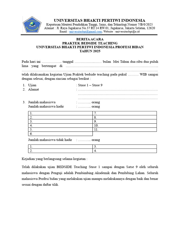 BERITA ACARA Bised Teaching | PDF