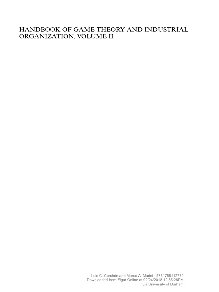 Handbook of Game Theory -Volumen2 | PDF | Oligopoly | Mergers And ...