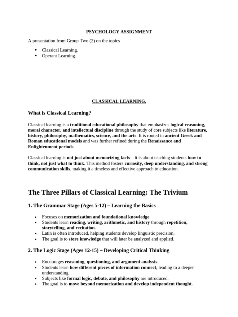 Psychology Assignment Group 2 | PDF | Reinforcement | Critical Thinking