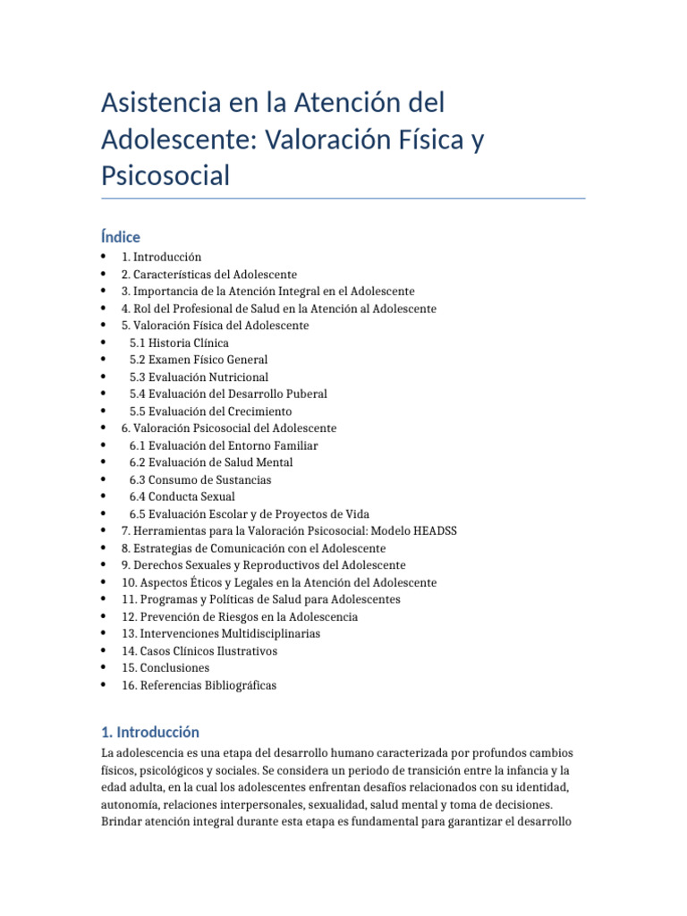 Atención Integral en Adolescentes: Modelo HEADSS | PDF | Adolescencia ...