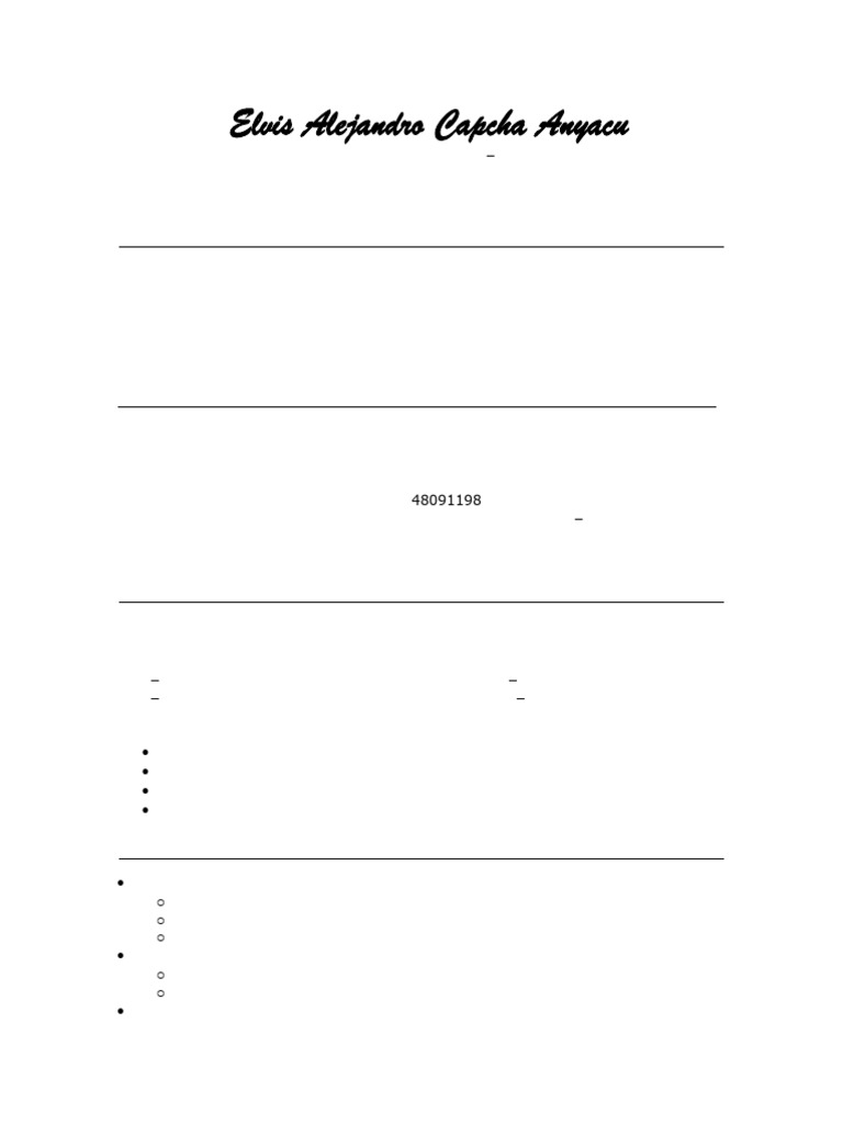 CV Elvis Alejandro Capcha Anyacu | PDF