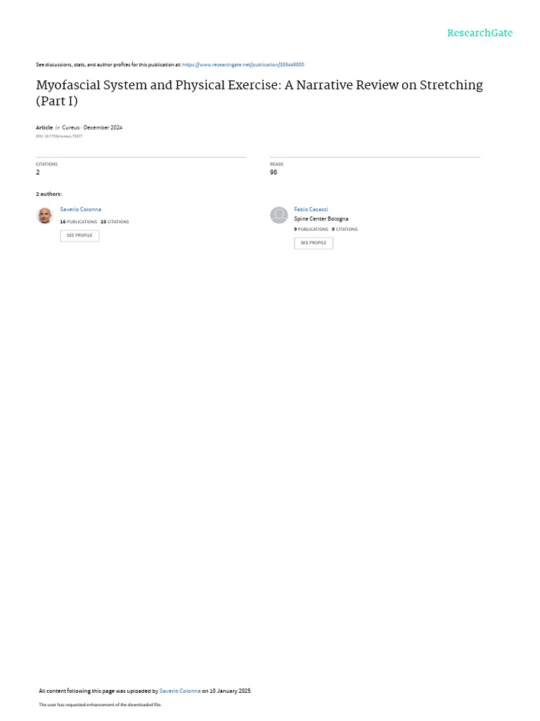 Myofascial System and Physical Exercise: A Narrative Review On Stretching (Part I) | PDF ...