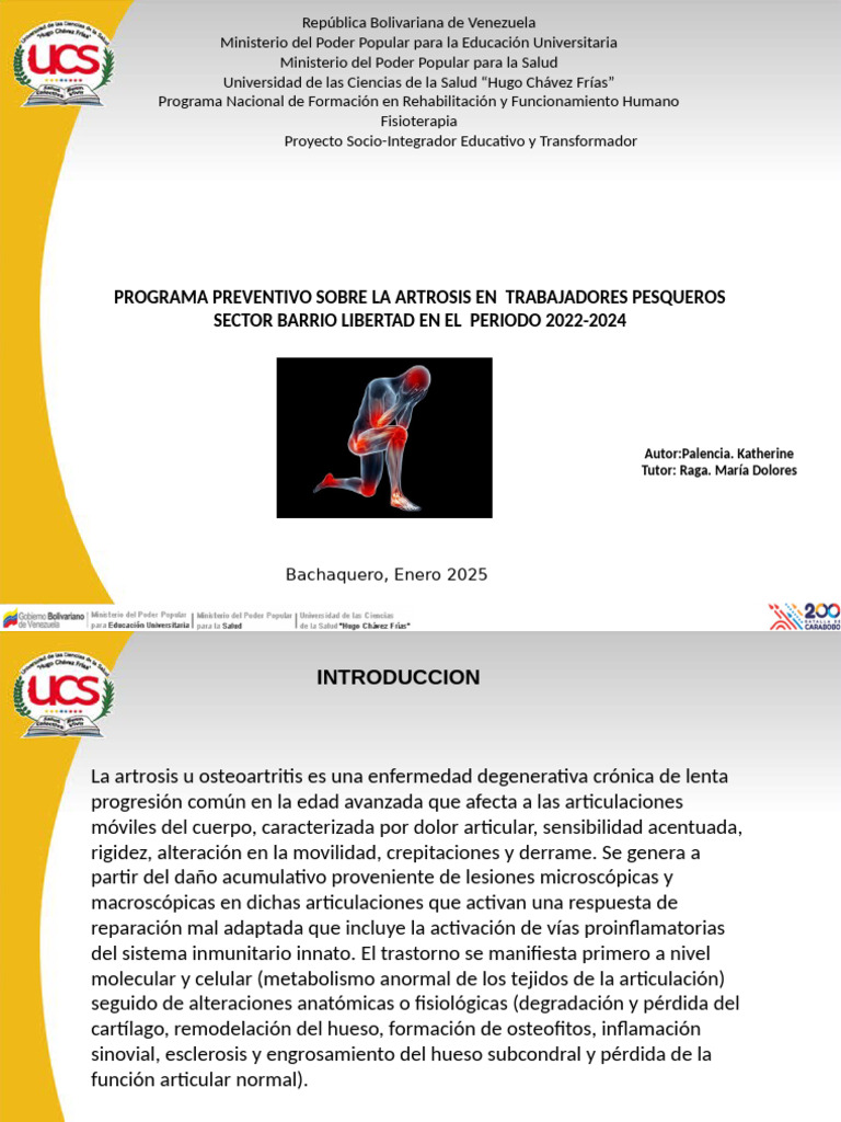 Katherine Palencia 31028786 PROGRAMA PREVENTIVO SOBRE LA ARTROSIS EN TRABAJADORES PESQUEROS ...