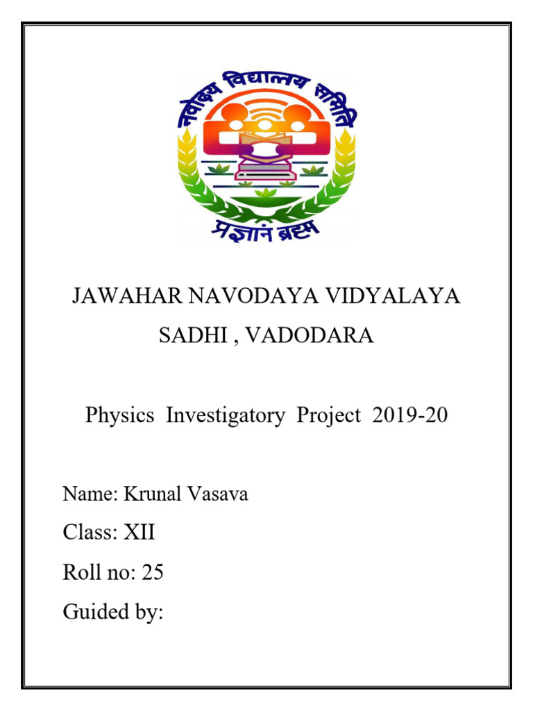 Physics Investigatory ProjeCT | PDF | Refractive Index ...
