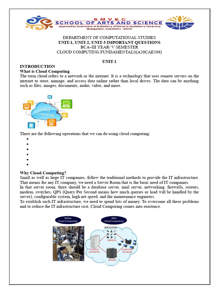 CLOUD 1,2,3 Important Question | PDF | Web Service | Cloud Computing