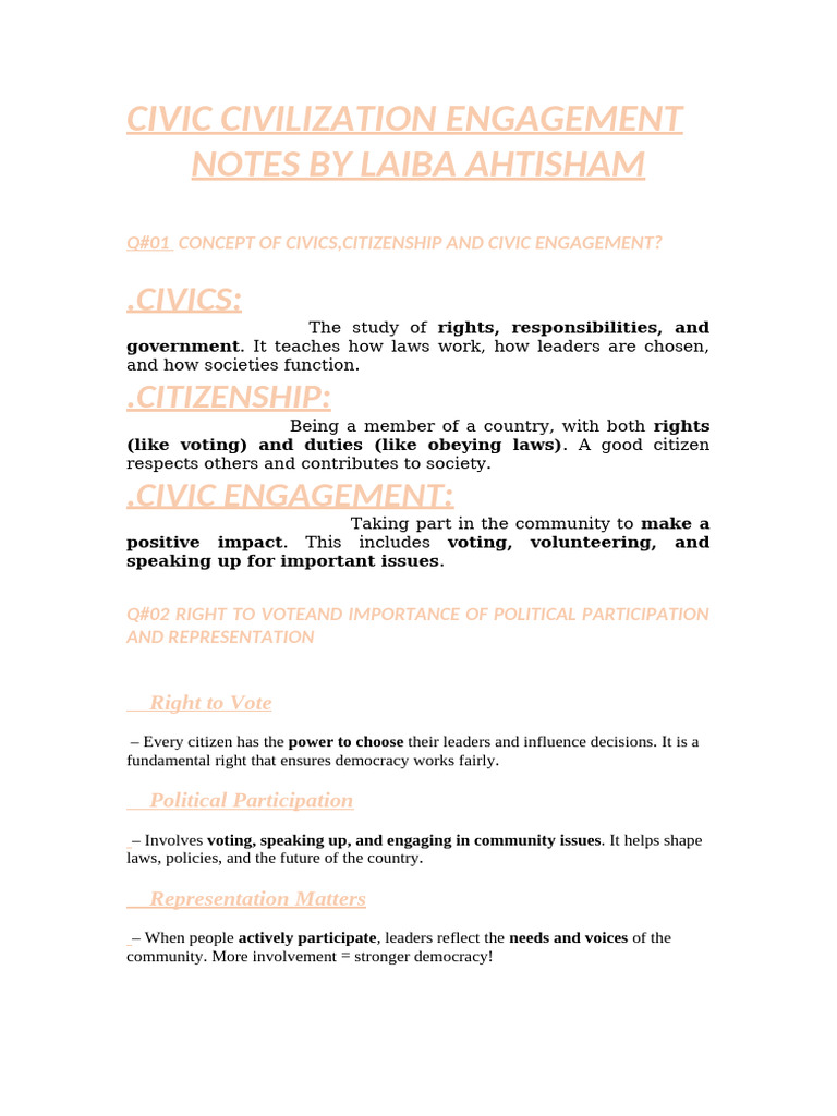 Civic Civilization Engagement | PDF | Civic Engagement | Citizenship