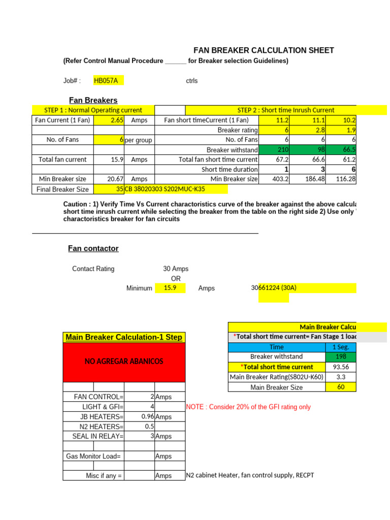 HB057A - CB Calculation Con Main Breaker | PDF | Electronic Engineering | Electrical Wiring
