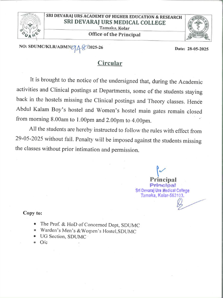 Circular For Students Classes | PDF