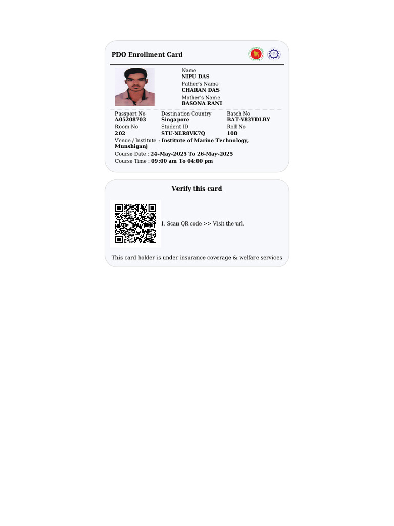 Bmet NFC Card For Nipu Das 130141 | PDF
