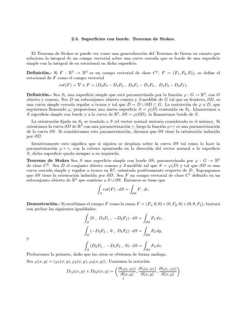 2.5. Teorema de Stokes | PDF | Curva | Vector Euclidiano