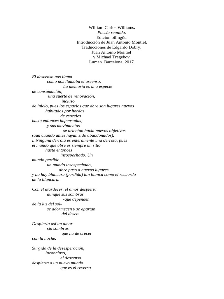 Poesía reunida de William Carlos Williams | PDF | Poesía