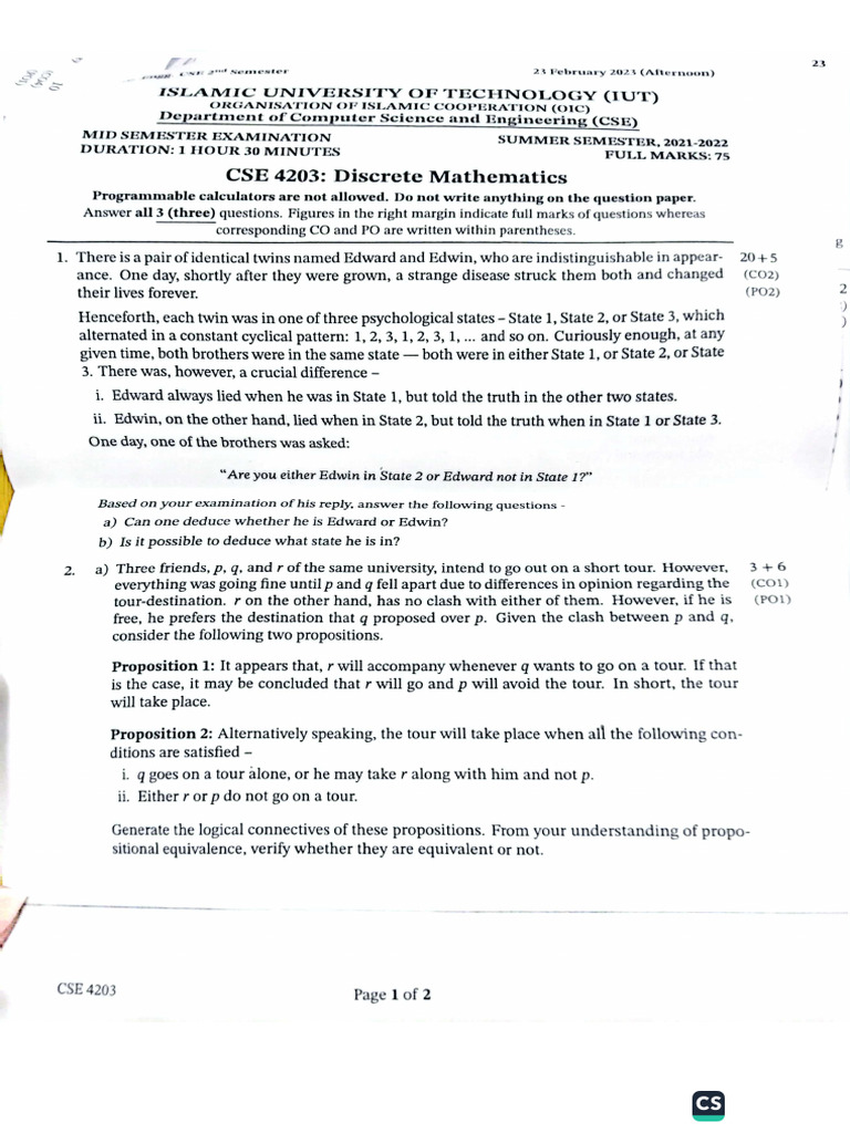 CSE 4203 - Mid | PDF