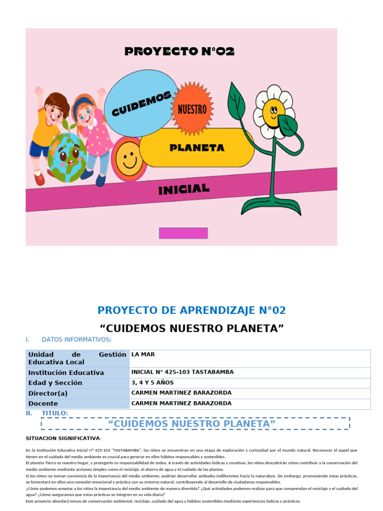 (U) Proyecto de Aprendizaje #2 Abril 2025 | PDF | Aprendizaje | Entorno natural