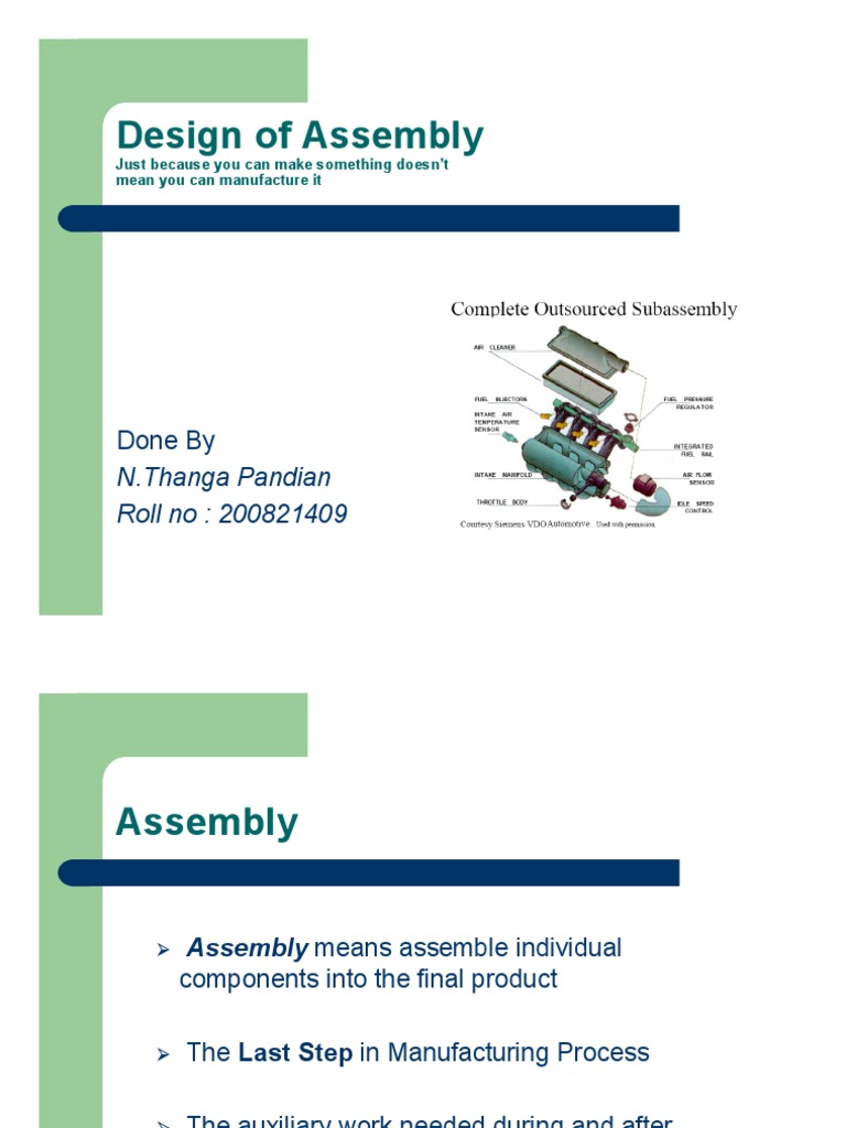 Design of Assembly: Done by | PDF