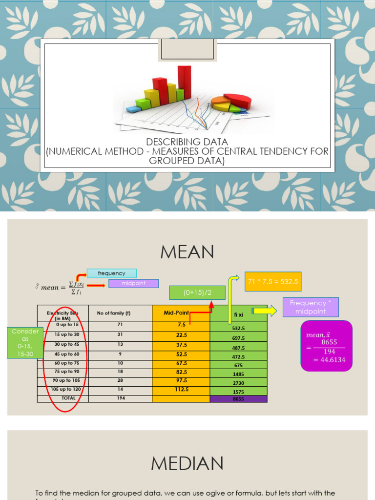 NUMERICAL MEASUREMENT GROUPED DATA | PDF | Mode (Statistics) | Median