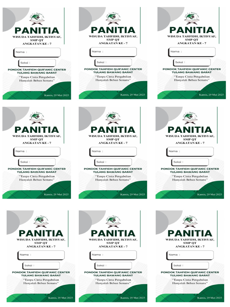 Kartu Panitia | PDF