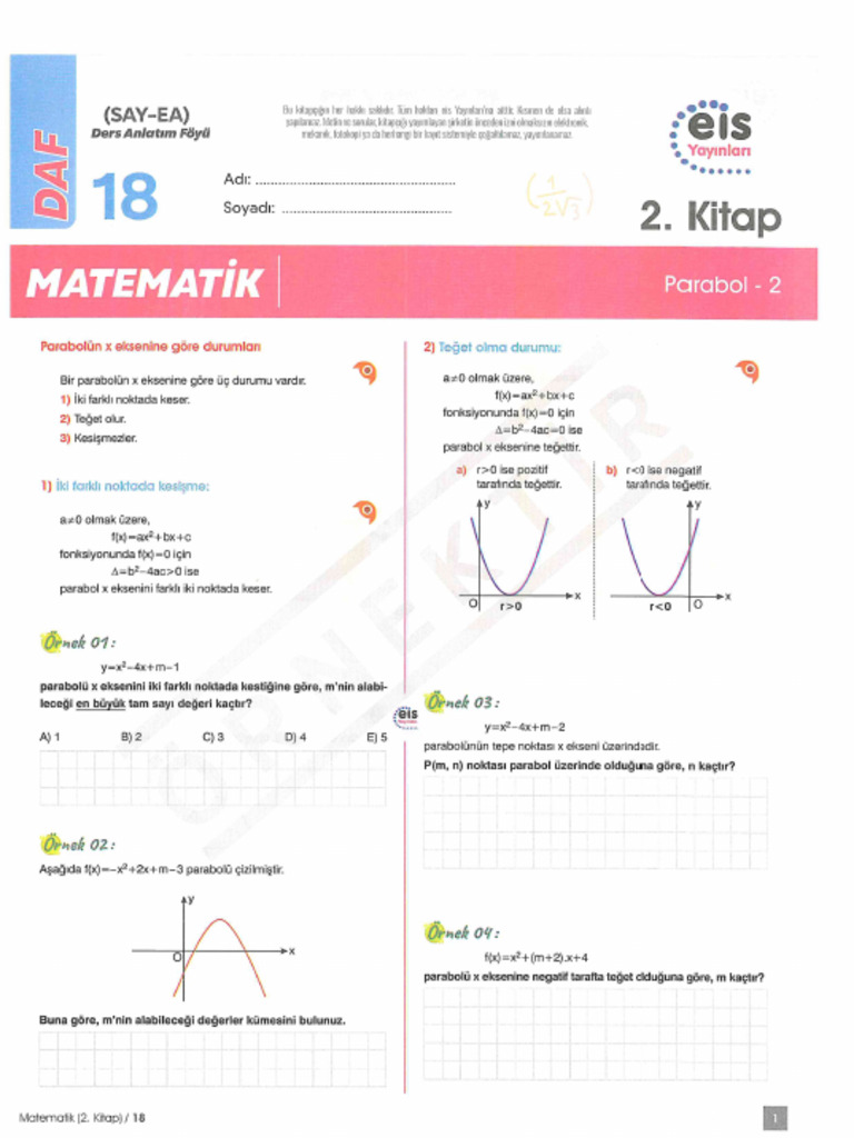 Matemati̇k Ei̇s 2.ki̇tap 2.bölüm-1 | PDF