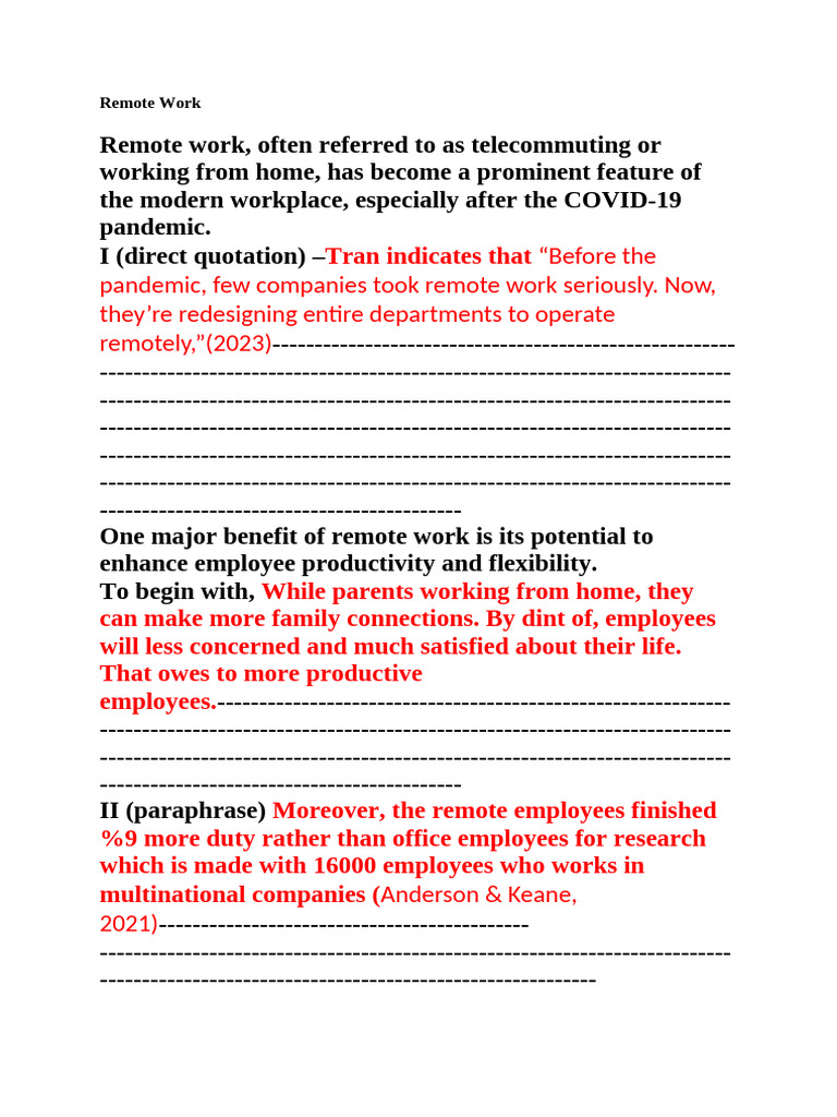 Remote Work Ing Final Çalışması | PDF | Labor | Business