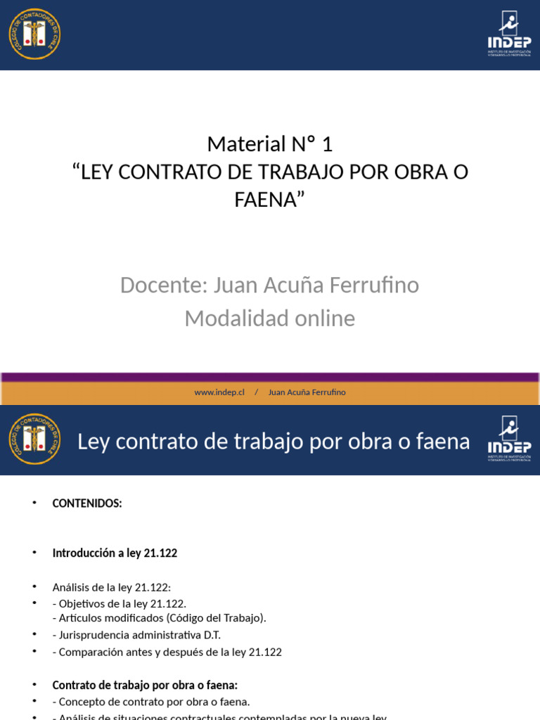 Material_1_Ley-contrato_de_trabajo_por_obra_o_faena (1) | PDF | Derecho laboral